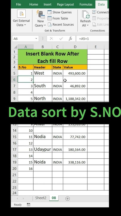 10 Insert Blank Row After Each Data Filled Row Exceltech Excelformula Exceltips Youtube