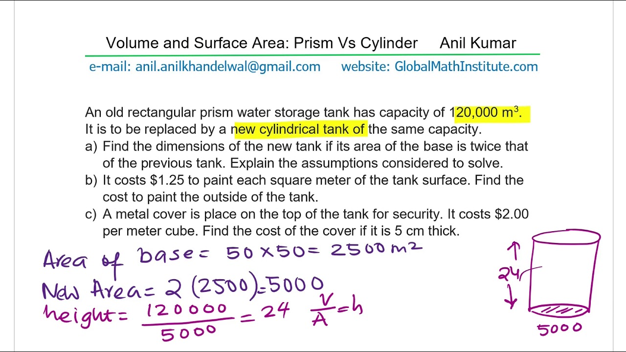 Rectangular Prism Water Tank 120000 Capacity Replaced by Cylinder Find ...