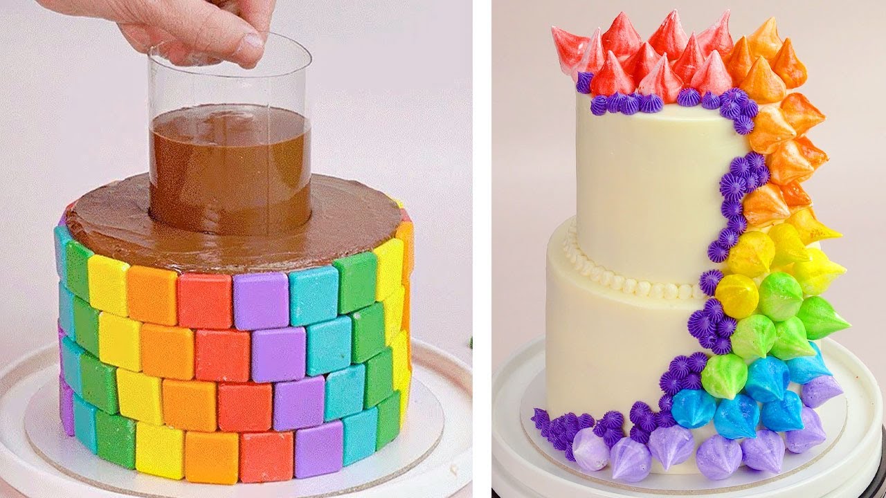 Creative Rainbow Cake Decorating Idea | So Yummy Colorful Cake Recipe ...