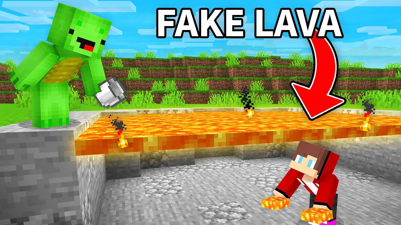 JJ Use FAKE LAVA To Prank Mikey in Minecraft (Maizen) - YouTube