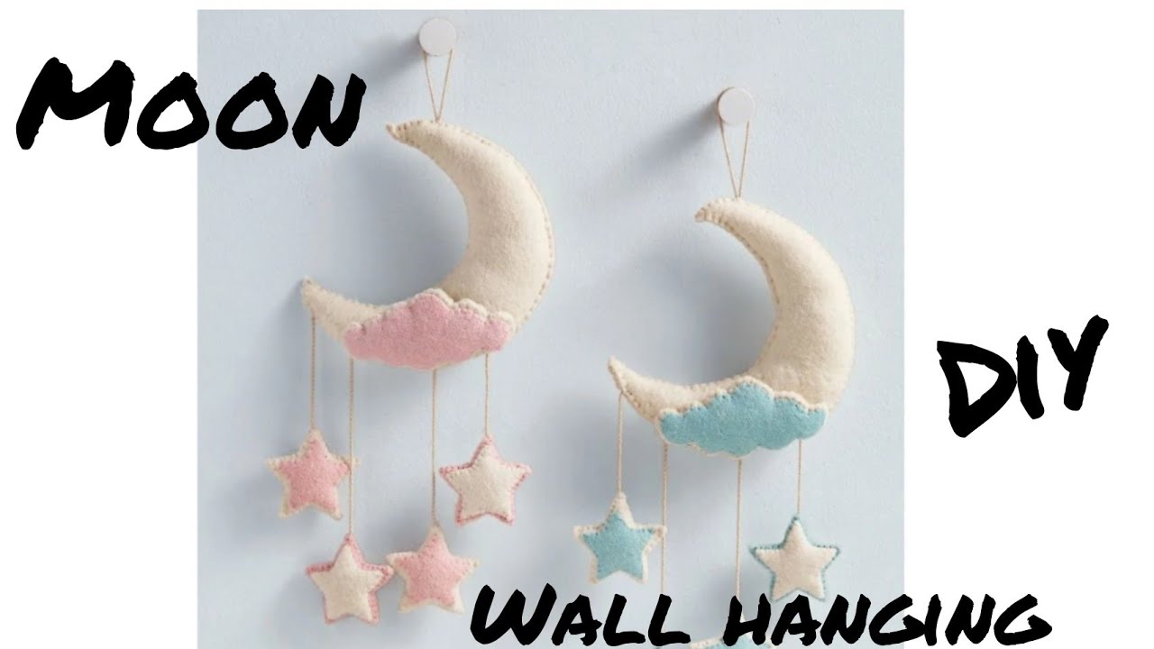 diy moon wall hanging making at home easily - YouTube