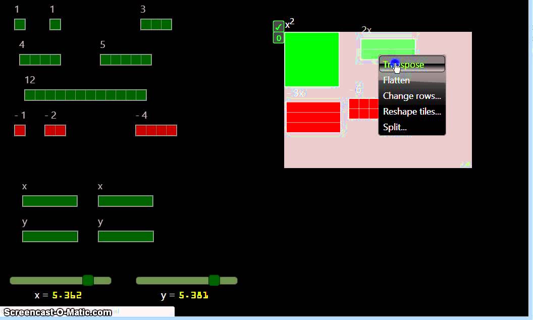 Algebra Tiles demo - YouTube