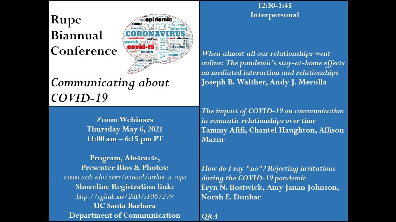 Rupe Conference 5 6 21 COVID 19 Session 2 Interpersonal - YouTube