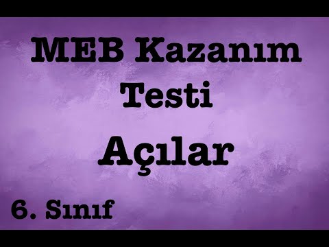 MEB Kazanım Testi 12 | 6. Sınıf | Açılar | 2019-2020