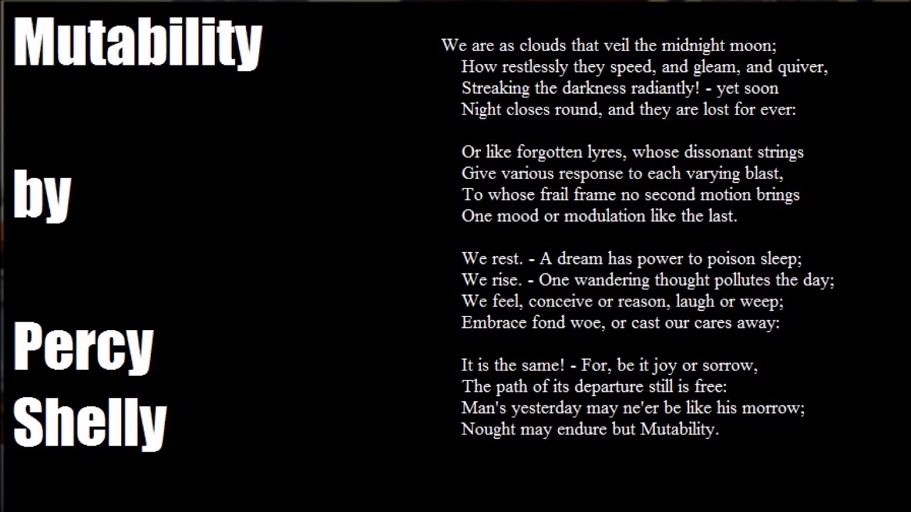 Mutability by Percy Shelley Poetry Reading - YouTube