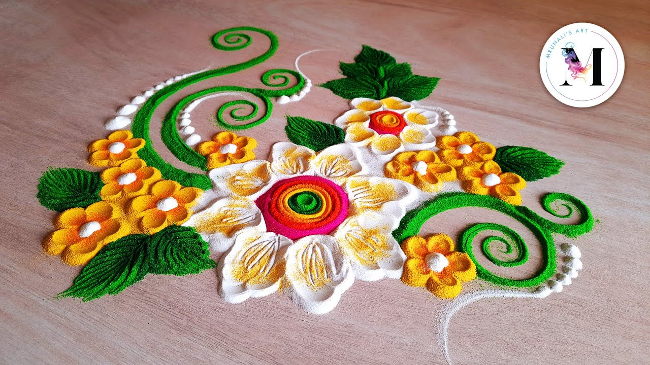 Pooja and Festival Flower Rangoli | वास्तू पुजा रांगोळी | Ghruha ...