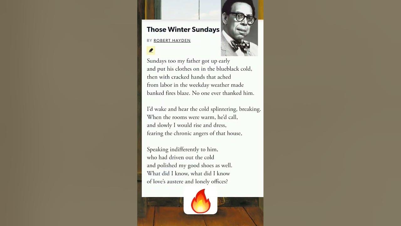 Those Winter Sundays by Robert Hayden #poetry #father #shorts #poem ...