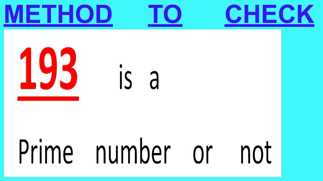 193 is a Prime number or not - YouTube