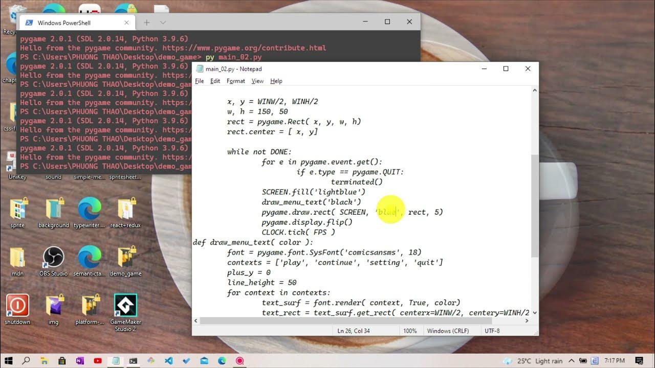 create menu with pygame part 01 - YouTube