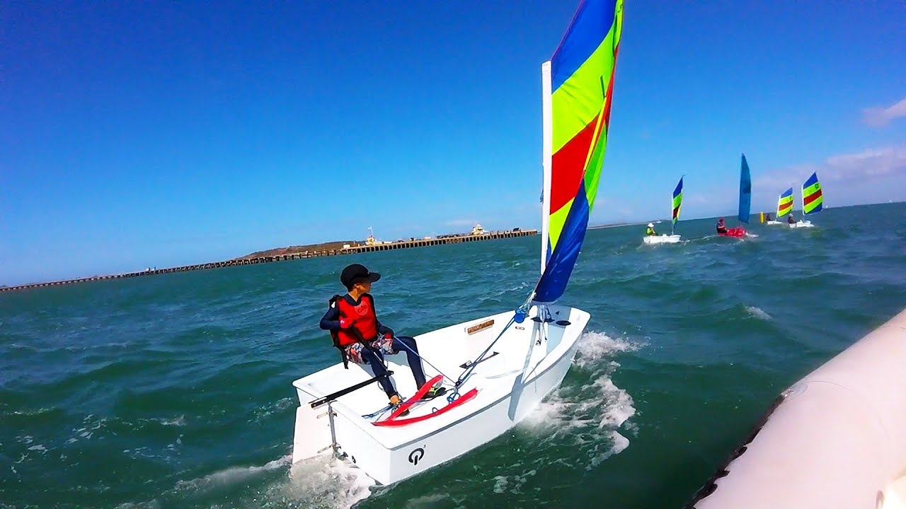 Opti Sailing with Green and Rainbow Fleets at Sail Bowen 2018 - YouTube