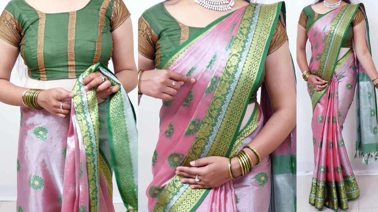 Beginners banarasi silk saree draping perfectly step by step | easy ...
