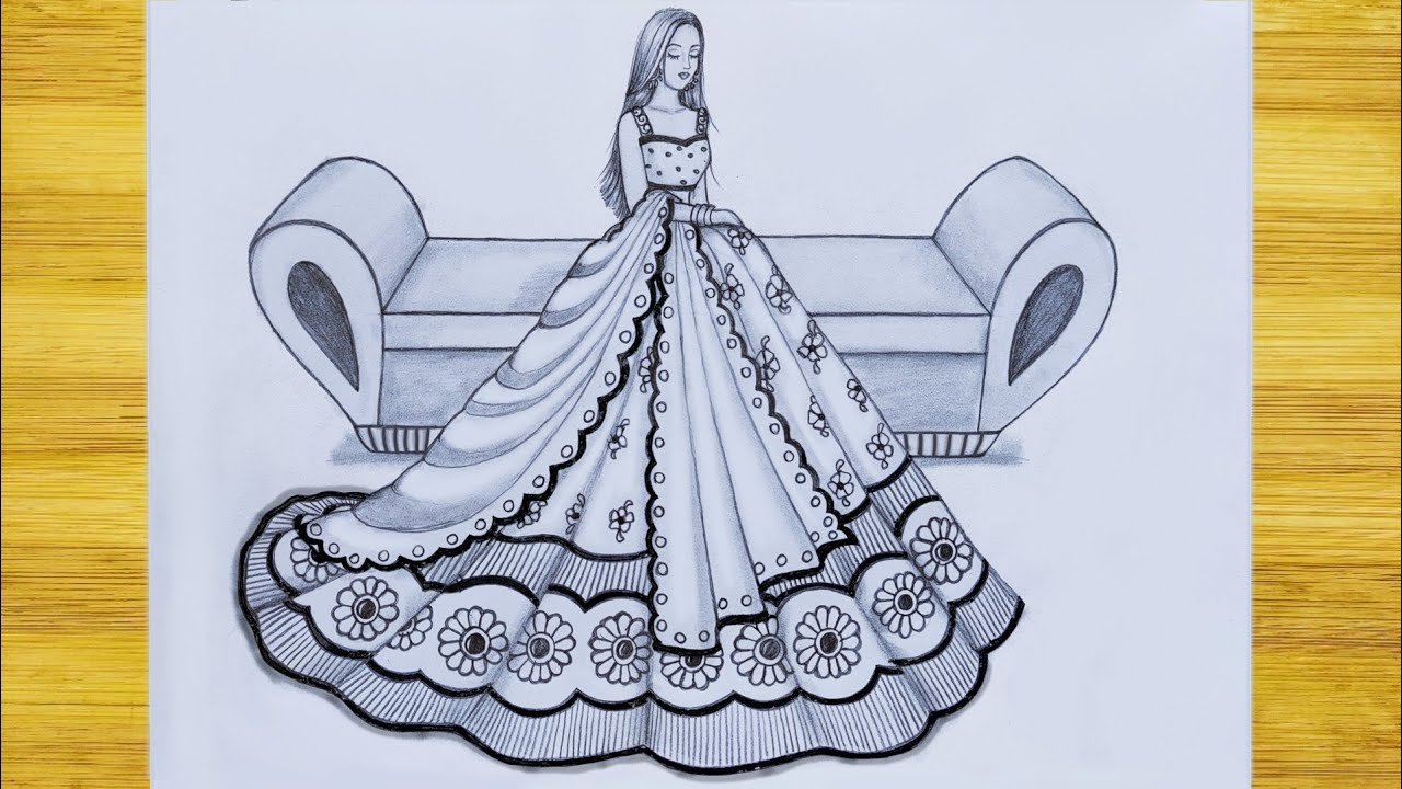How to Draw a Bride in Lehenga ll Traditional Bride ll Girl Drawing ...
