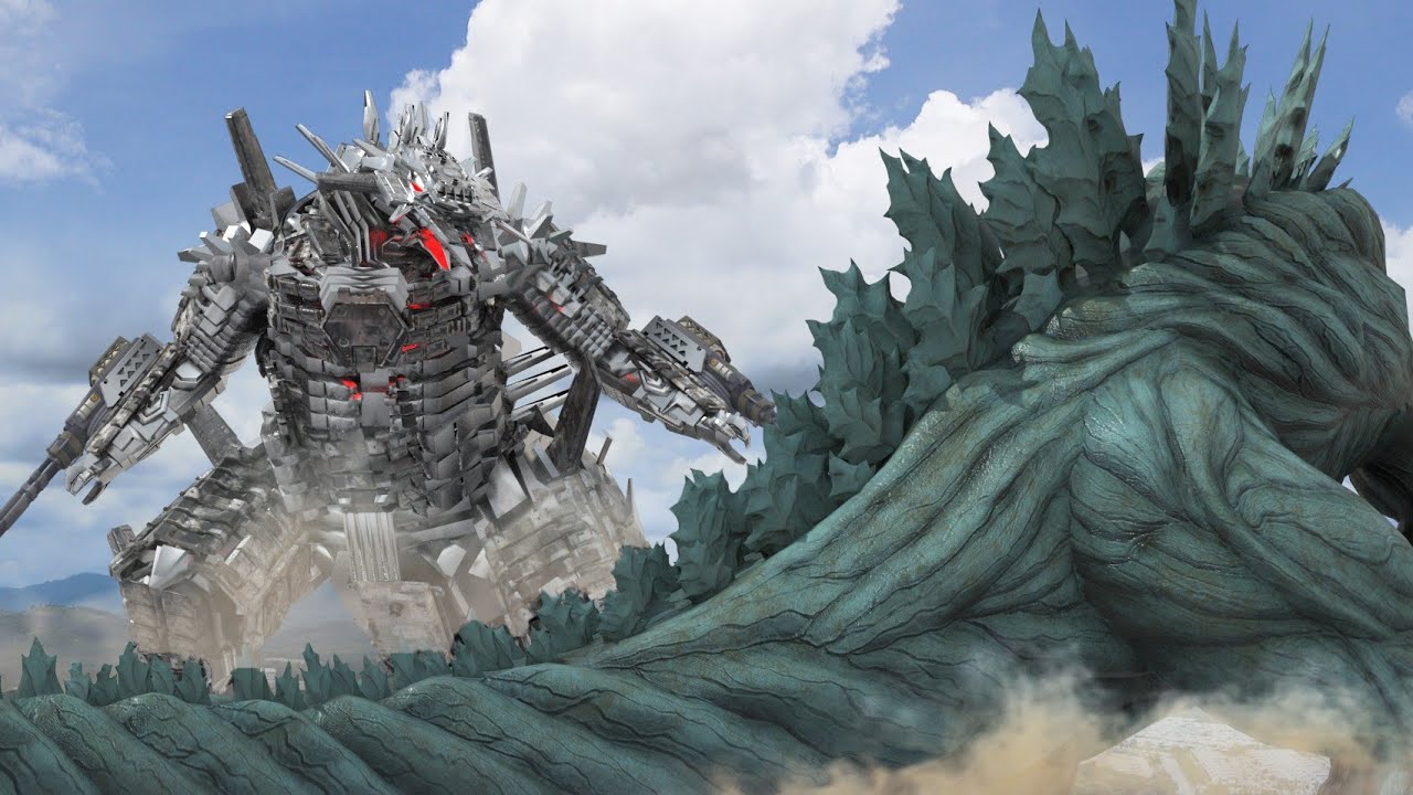 Mechagodzilla anime VS Godzilla earth in real life - YouTube