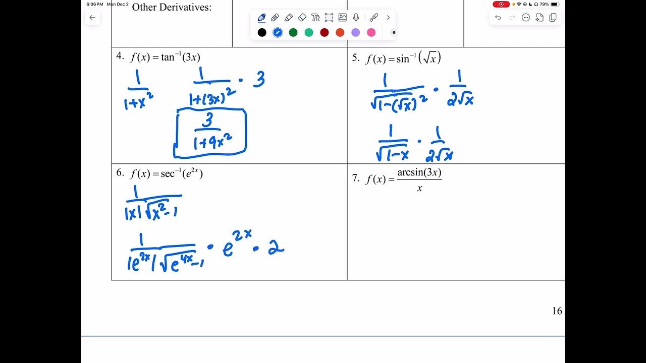 Inverse Trig Differentiation - YouTube