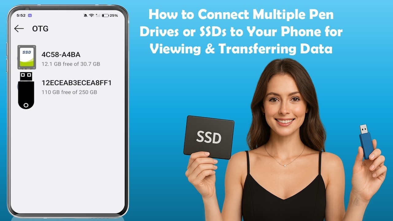 How to Connect Multiple Pen Drives or SSDs to Your Phone for Viewing ...