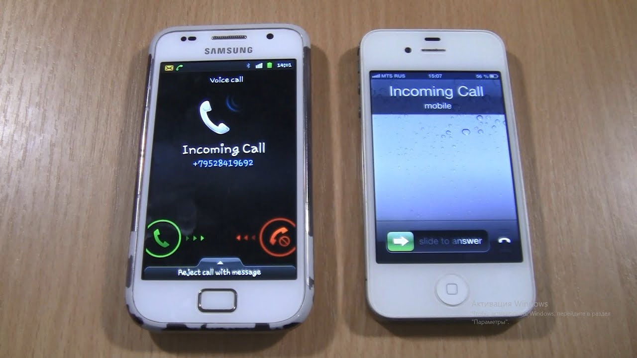 Samsung Galaxy S plus+Iphone 4s ios 6 Incoming call at the Same Time ...