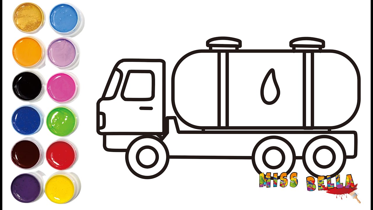 cara menggambar dan mewarnai mobil tangki untuk anak | how to draw and ...
