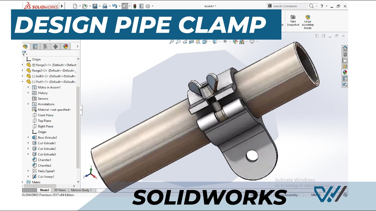 How To Design A Pipe Clamp 3D In SolidWorks How To Draw Pipe Clamp How To Design A Pipe Clamp 3D In SolidWorks How To Draw Pipe Clamp