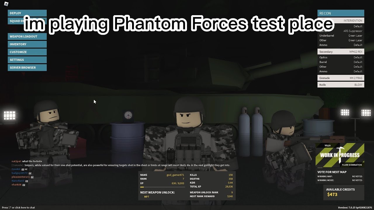 Playing Phantom Forces Test Place Youtube