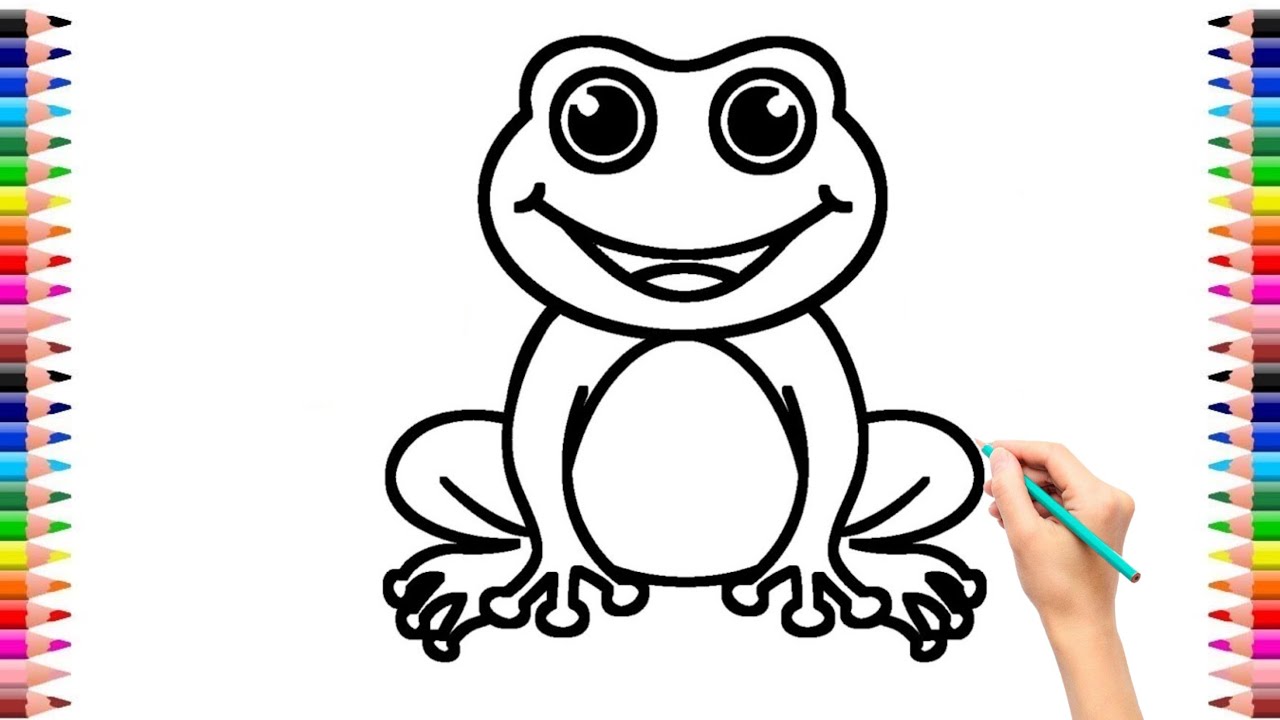 Easy Frog drawing step by step For children. Toddlers simple drawing ...