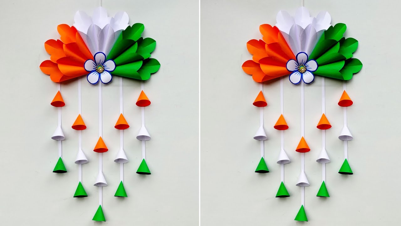 DIY Independence Day Wallhanging Craft // Tricolor wall decoration ...