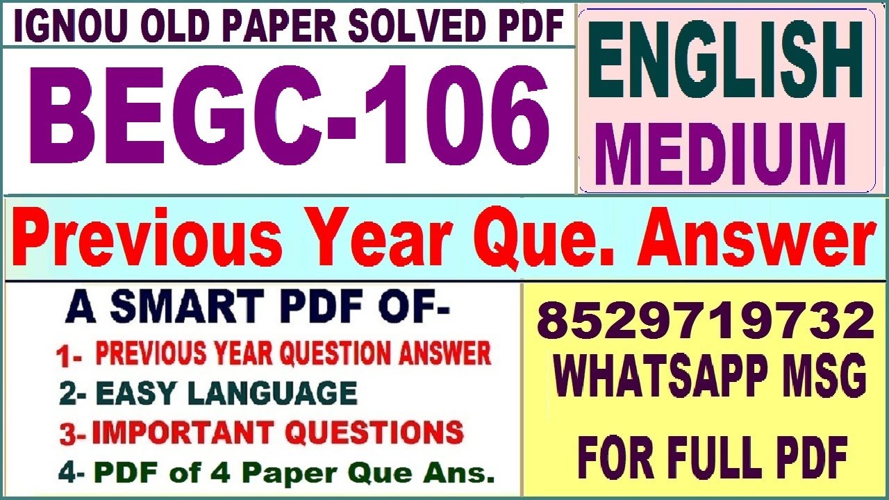 BEGC 106 Previous Year Question Paper Solved || begc 106 important ...