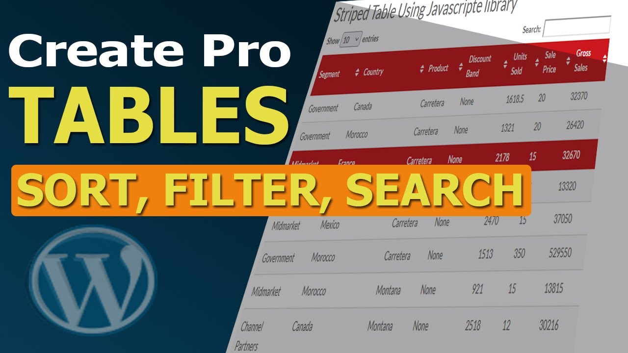 Create Advanced Tables With Sort Filter And Search Features In Wordpress YouTube Create Advanced Tables With Sort Filter And Search Features In Wordpress YouTube