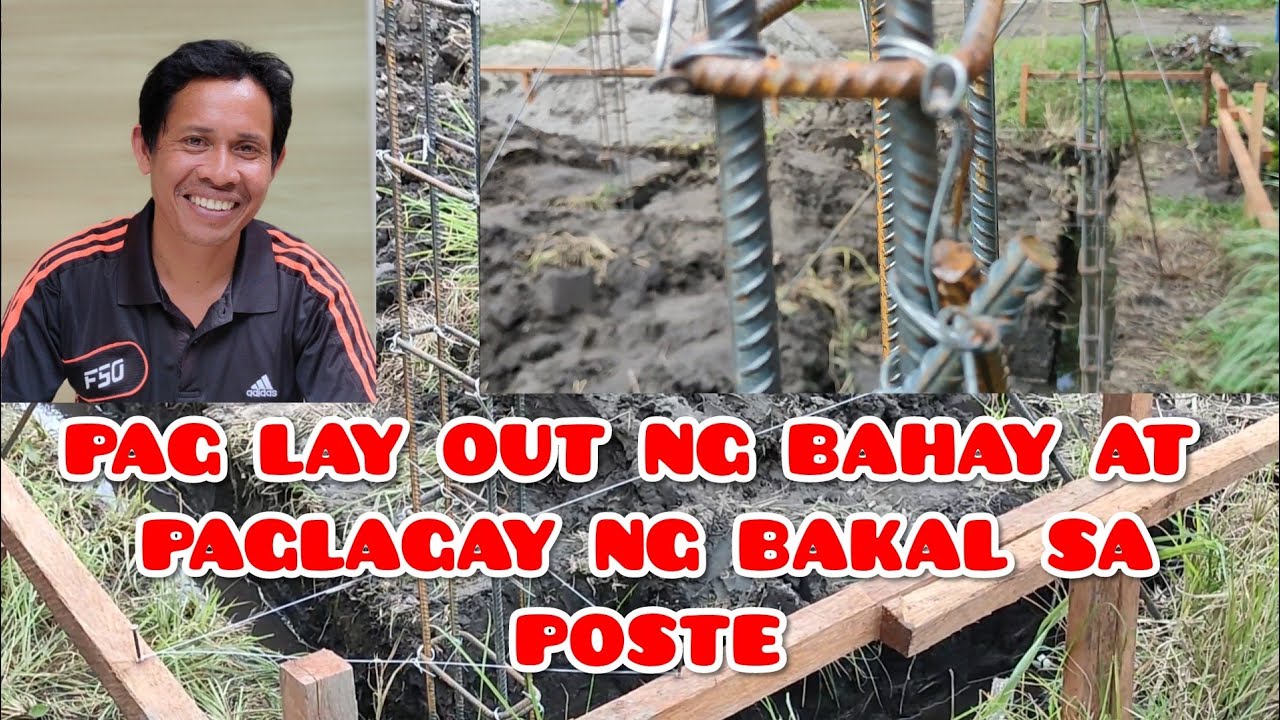 Pag lay out ng bahay at pag lagay ng bakal sa poste - YouTube