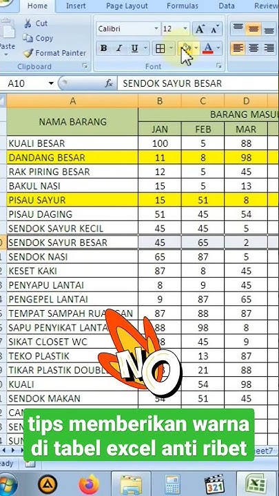 Cara memberi warna pada tabel excel - YouTube