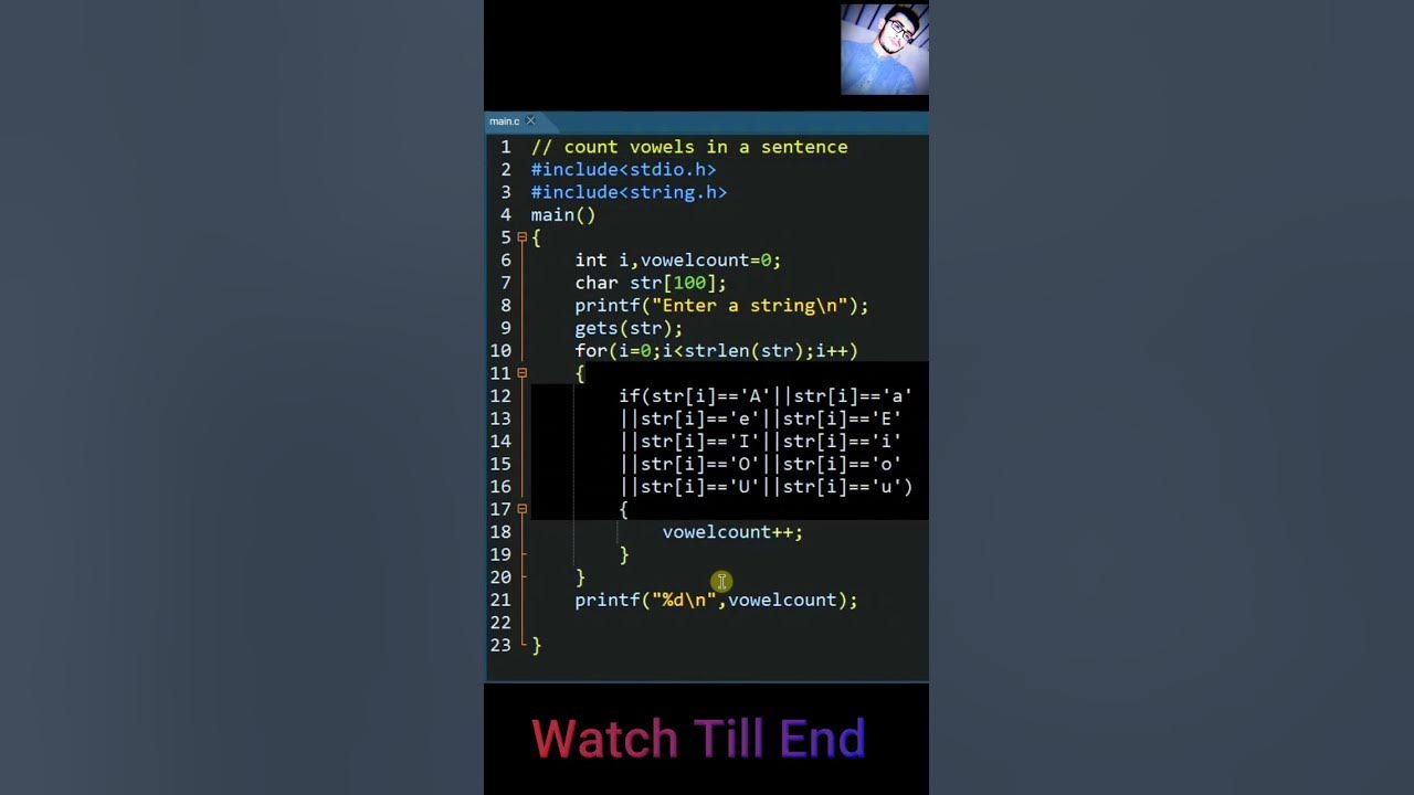 C Programming Count Vowel In Sentence Coding With Sohail 🌹 Youtube 