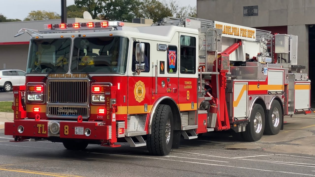 PHILADELPHIA FIRE DEPARTMENT TOWER LADDER 8 RESPONDING - YouTube