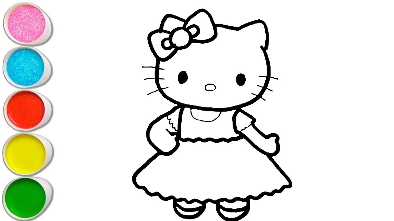 Hello Kitty Dress Drawing, Painting & Coloring For Kids, Toddlers_How ...