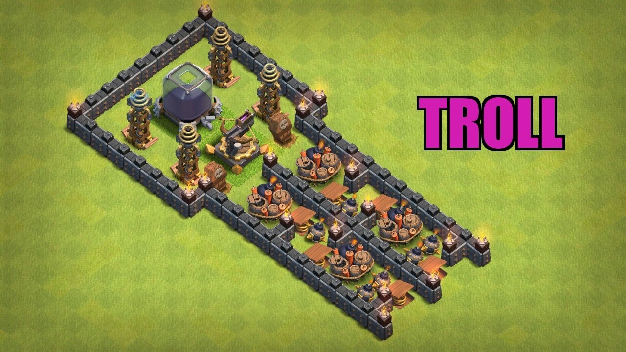 TH 9 TROLL BASE REVEALS-CLASH OF CLANS - YouTube