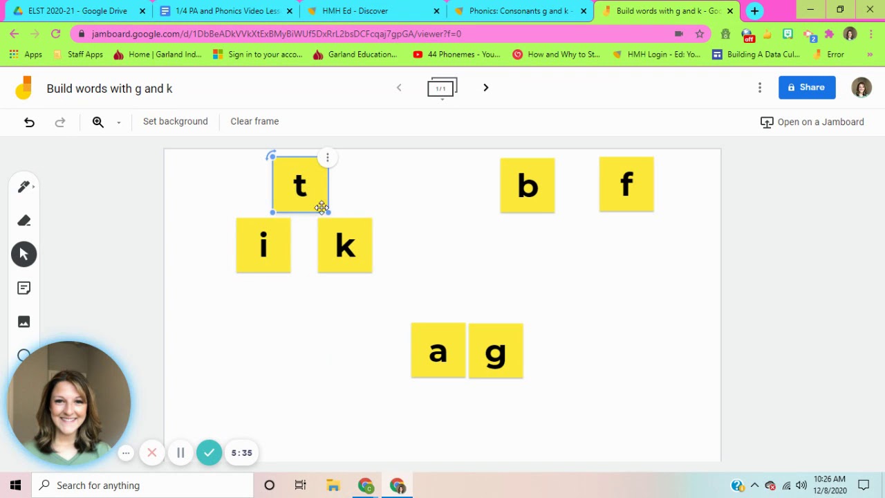 Build words with g and k Google Jamboard - YouTube