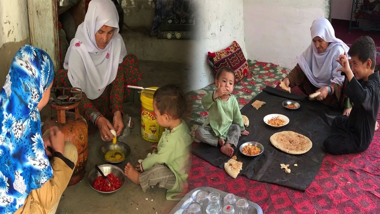 Breakfast recipe | grandma cooking eggs for orphan children | Village ...