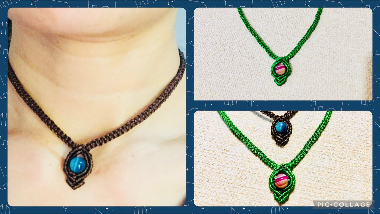 Macrame necklace tutorial /DIY/ hand made - YouTube