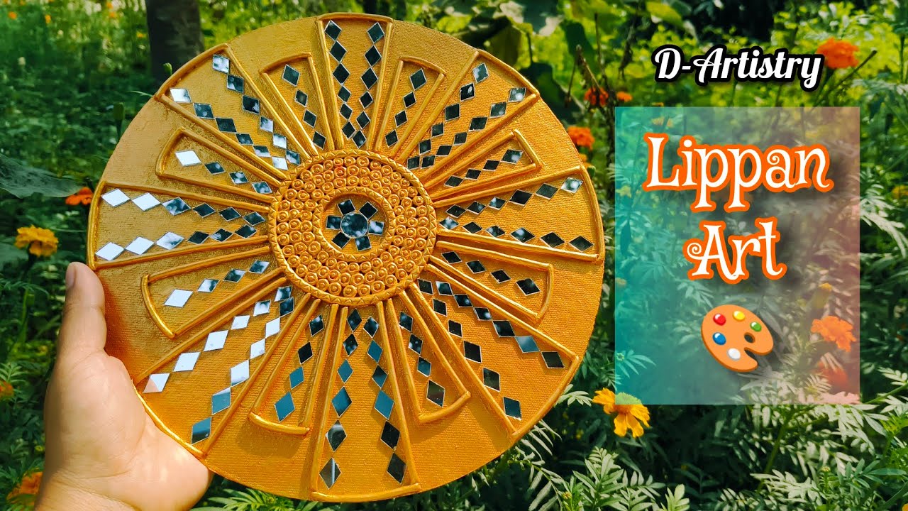 Lippan art with mirror work // Beautiful wall hanging lippan art step ...
