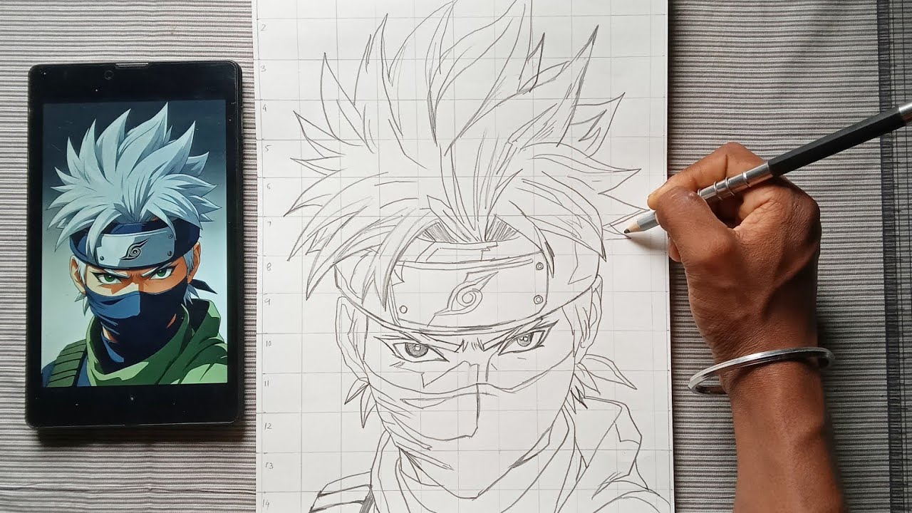 How to draw Kakashi hatake | Kakashi hatake outline tutorial | step by ...