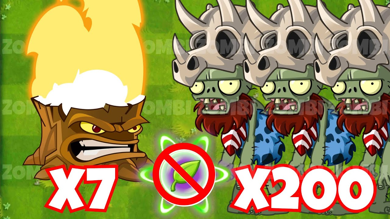 7 Plants No Plant Food VS 200 Jurassic Fossilhead Zombie - Who Will Win ...