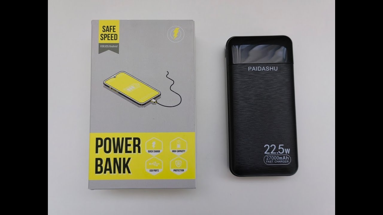 Power bank PAIDASHU 27000 короткий обзор - YouTube