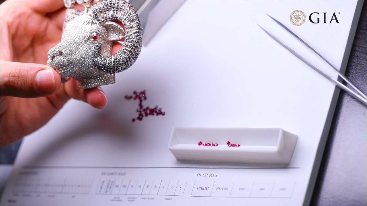 Black Diamond Ruby Ram Head Pendant - YouTube