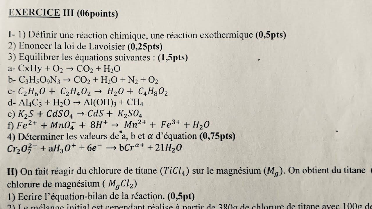 Equation-bilan 2nde S: Comment équilibrer les équations ? - YouTube
