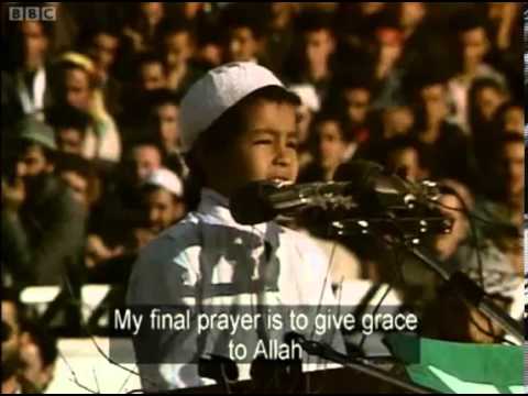 Ali Belhadj's young son addresses a mass rally of Islamists