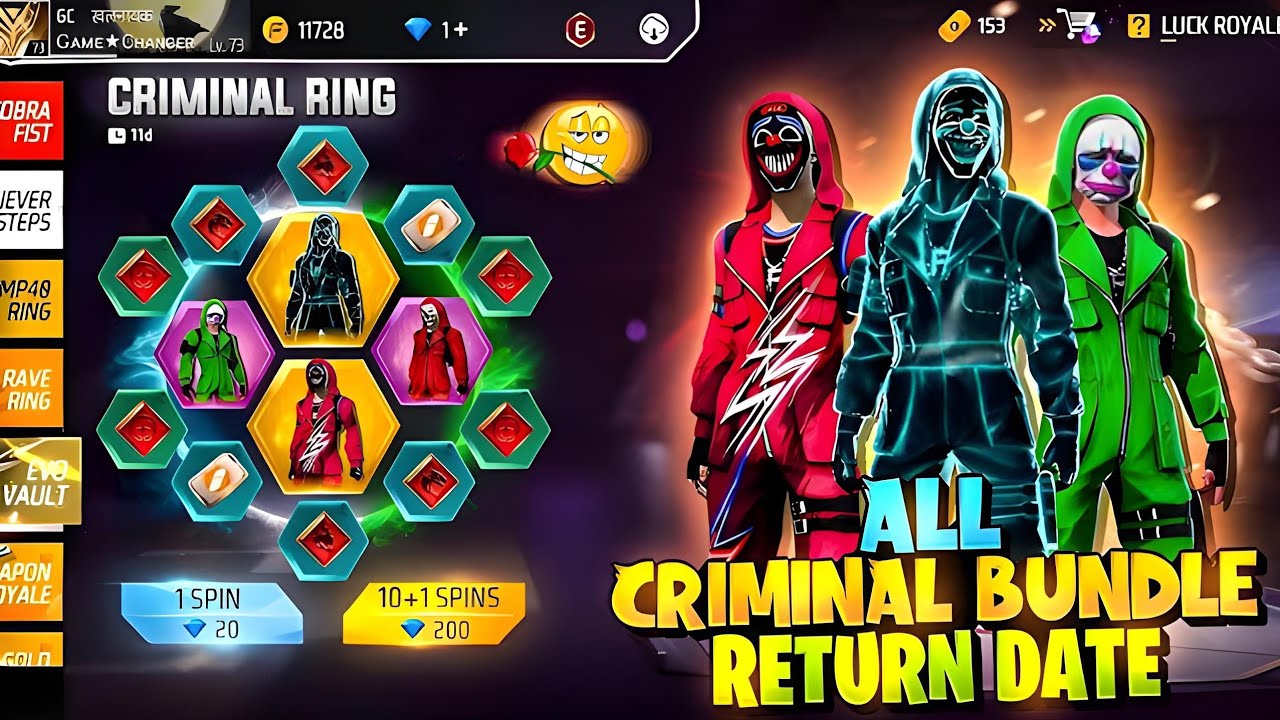 Criminal bundle return confirm date 🥳🤯 | free fire upcoming event ...