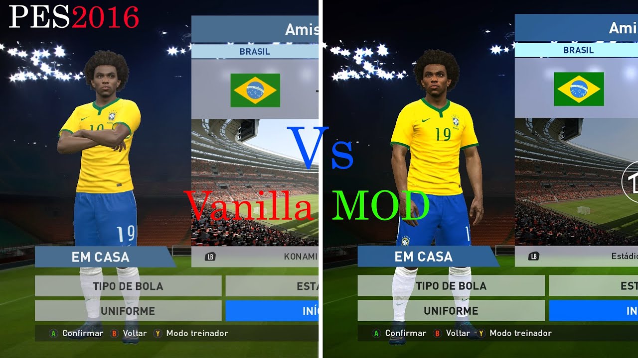 PES 2016 - ENB Graphics Mod Vs Vanilla [1080p 60fps] - YouTube