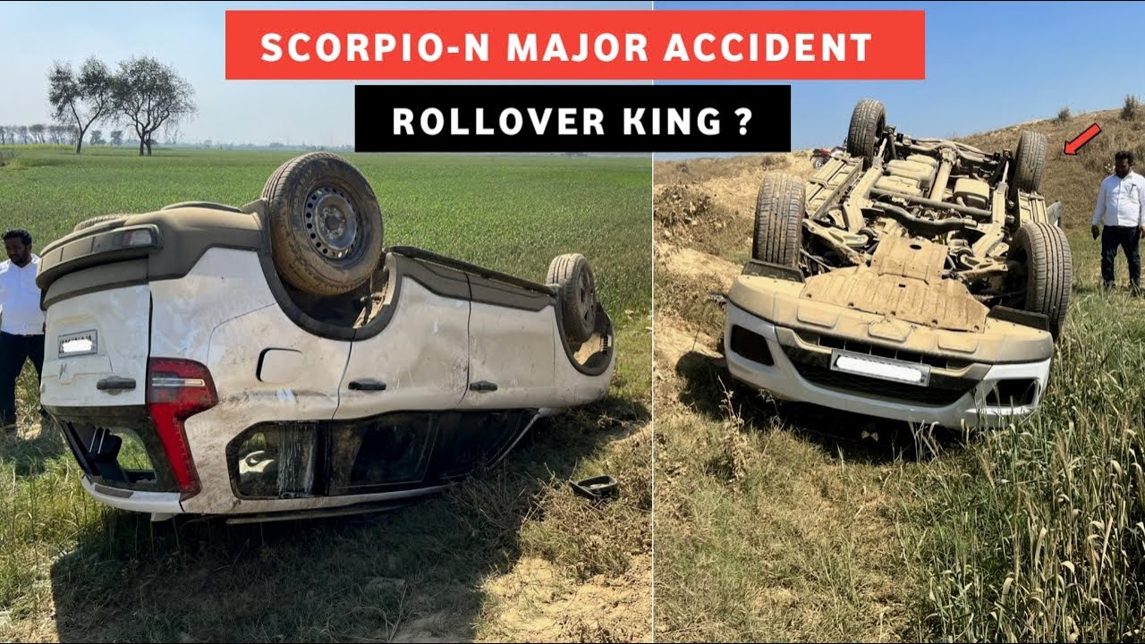 LIVE SCORPIO N MAJOR ACCIDENT 😱 SCORPIO-N SAVES FAMILY IN MAJOR ...