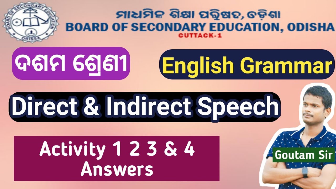 10th Class DIRECT & INDIRECT SPEECH English Grammar Activity 1 2 3 4 ...