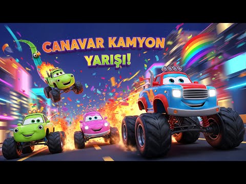 “Canavar Kamyon Yarışı 🚚💨 – Canavar Şehri 3D Animasyon Çocuk Şarkısı!”