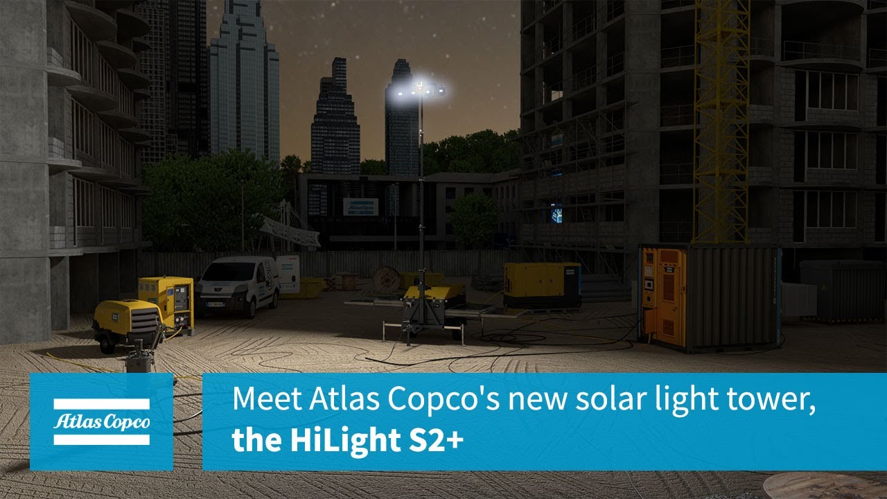 Meet Atlas Copco's new solar light tower, the HiLight S2+ - YouTube