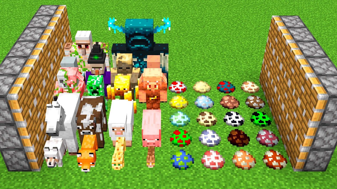 All minecraft mobs + all minecraft eggs = ??? - YouTube